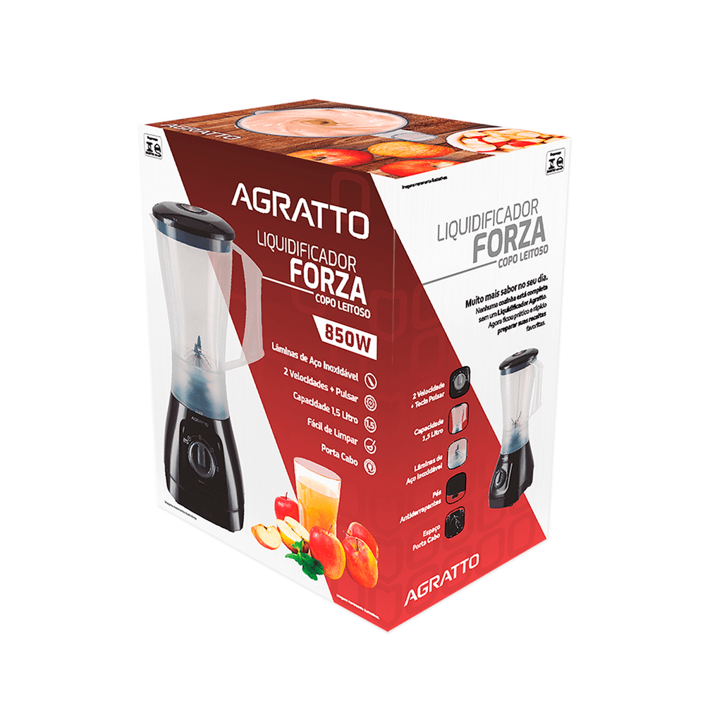 Liquidificador Agratto Forza Leitoso 1,5l 850w 127V Preto - dallahomecenter