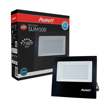 Refletor Slim Led Avant 100W 6500k Ip65 7500 Lumens Bivolt ...