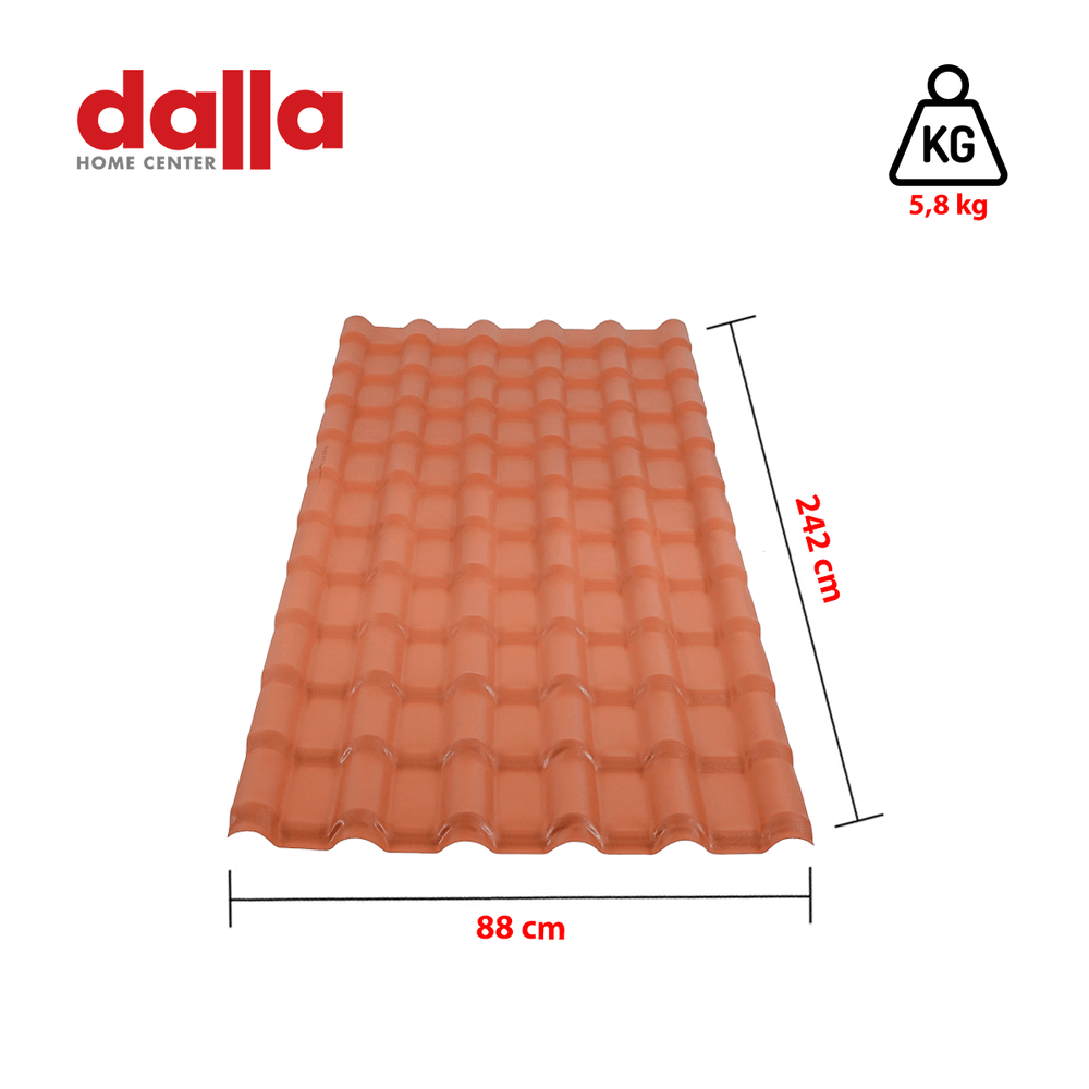 Telha PVC Plan Colonial Afort Terracota 6 Ondas 2,42x0,88 Metros ...