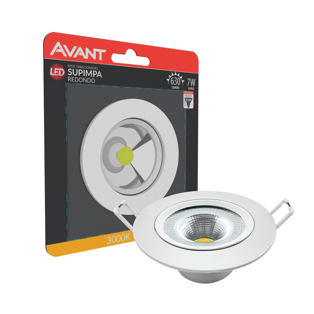 Spot Led Supimpa Avant Redondo 7w Amarelo 3000k Bivolt - dallahomecenter