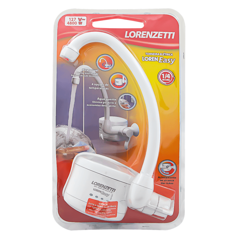 Torneira Elétrica De Parede Lorenzetti Loren Easy 127V 4800W ...